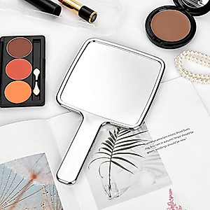 Funly mee Stylish Hand Mirror for Women, Electroplate Sliver Square Handheld Mirror with Water Ripple Frame- 6.2 x 11 inches