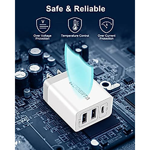 USB C Wall Charger, WODENTA 2Pack 32W 3Port Fast USBC Charger Block PD Power Adapter Type C Charging Brick Cube Plug for iPhone 14 13 12 Pro Max Mini 11 XS X 8, iPad, Samsung, Google, Tablet, Android