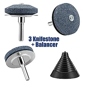 【New】LawnMower Blade Sharpener with Steel Backing 3Pack,Universal Multi-Sharp Rotary Lawn Mower Blade Sharpener and Free Balancer for Any Power Hand Drill,high temperature resistance and hardness