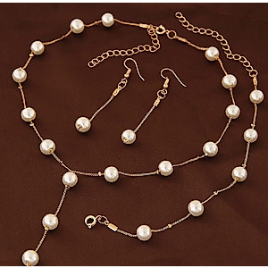 Faux Pearl Necklace Earring Bracelet Jewelry Set, Delicate and Classy Costume jewelry Favors