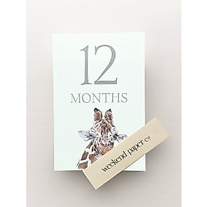 Weekend Paper Co.™ Baby Animals Milestone Cards, baby monthly marker for an expecting mother or new mother, baby gifts or shower registry.