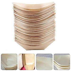 Hemoton 100pcs Bamboo Wooden Boat Disposable Sushi Boat Wooden Boat Serving Tray Sushi Tray Food Container Wood Bowl Cake Tool 3inch