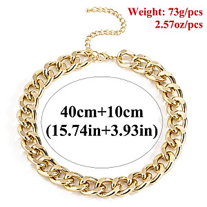 Ingemark Cuban Chunky Link Chain Choker Unisex Punk Style Thick Wide Necklace Jewelry (S3 Golden)