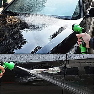 Expandable Garden Hose 100ft-Water hose, 7 Function Nozzle,Light weight,For gardening, car washing, pets, outdoors. (Green)