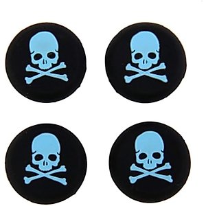 Silicone Thumb Stick Grip Cap Joystick Thumbsticks Caps Cover for PS4 PS3 Xbox One PS2 Xbox 360 Game Controllers (Red Skull 4PCS)