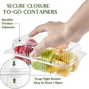 TOFLEN Disposable Sturdy Plastic Hinged Food Containers with Clear Lids (40 Pack) Clamshell Take Out Loaf Containers 7.2x4.7x3 Inches To Go Dessert Box Cake Slice Salad Pastry Sandwich Container