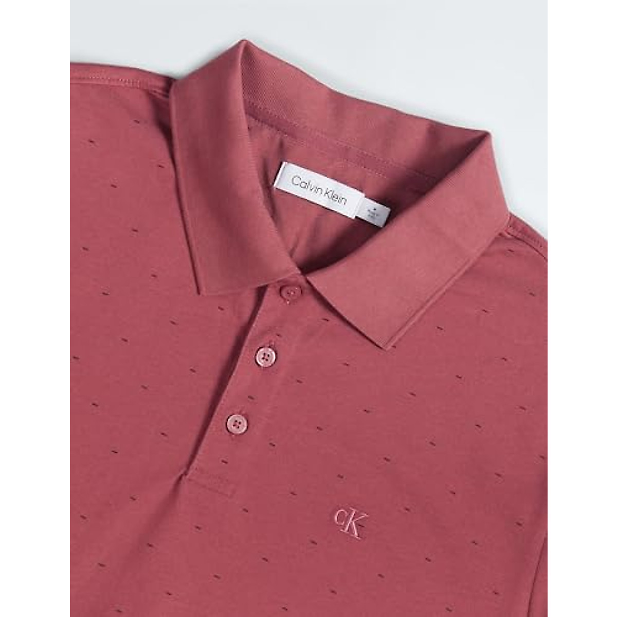 Calvin Klein Men's Smooth Cotton Mini Dash Crewneck Polo Shirt