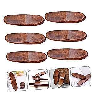 Cabilock 6pcs Solid Wood Chopsticks Spoon Holder Chopsticks Holder Sushi Stick Holder Cooking Spoon Stand Wood Chopsticks Stand Tableware Rest Wood Chopsticks Rack Wooden Cute Japan