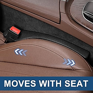 CHORHA 2 Pack Car Seat Gap Filler PU Leather Universal Fit Orgaziner for Car SUV Truck to Fill The Gap Between Seat and Console Stop Cellphone Wallet Keys Coins from Dropping Black (Black)