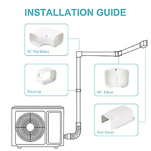 4” 13.5 Ft Mini Split Line Set Cover,Decorative PVC Line Set Cover Kits for Mini Air Conditioners Ouside Heat Pumps with Flexible Duct