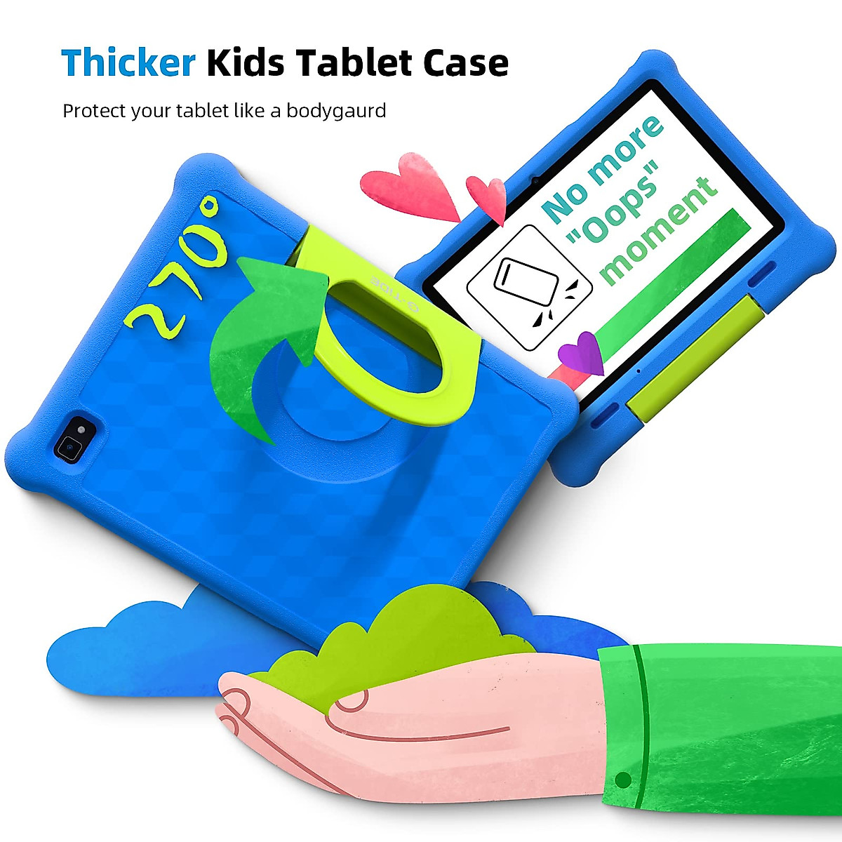 G-TiDE Kids Tablet, 10.1 inch Android 11 Tablet for Kids, 32GB ROM, Quad-Core, HD Dual Camera, WiFi Bluetooth, Parental Control, Kids App Klap with Kid-Proof Case and Screen Protector, Blue