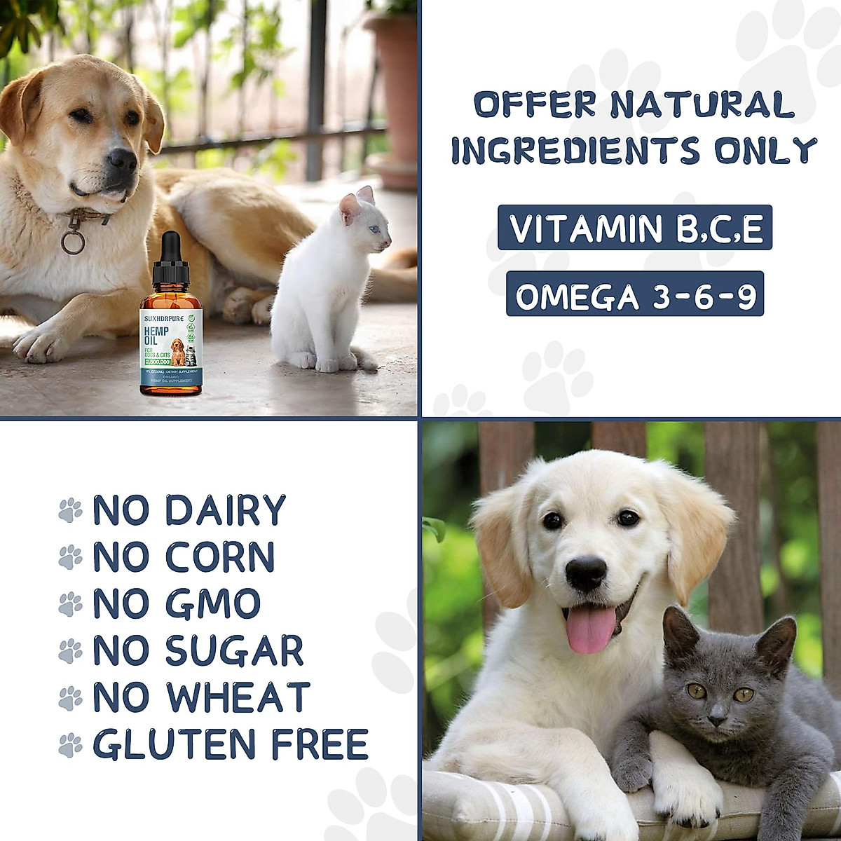 Natural Oil for Dogs and Cats - Natural Oil Drops with Omega Fatty Acids - Hip and Joint Support and Skin Health 240320031