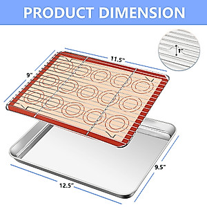 16 Inch Baking Sheet with Rack & Mat Set(2 Jelly Roll Pans + 2 Racks + 2 Mats), Herogo Stainless Steel Cookie Tray with Cooling Rack & Silicone Mat for Toaster Oven, Heavy Duty & Dishwasher Safe