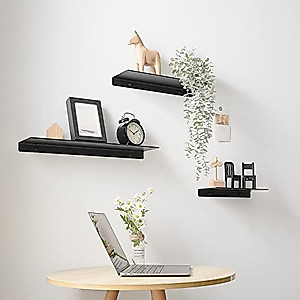 JOOM Black Floating Shelves for Wall Storage, Metal Wall Shelves for Living Room, Bathroom, Kitchen, 12” Small Display Shelves for Collectibles(2 PCS)