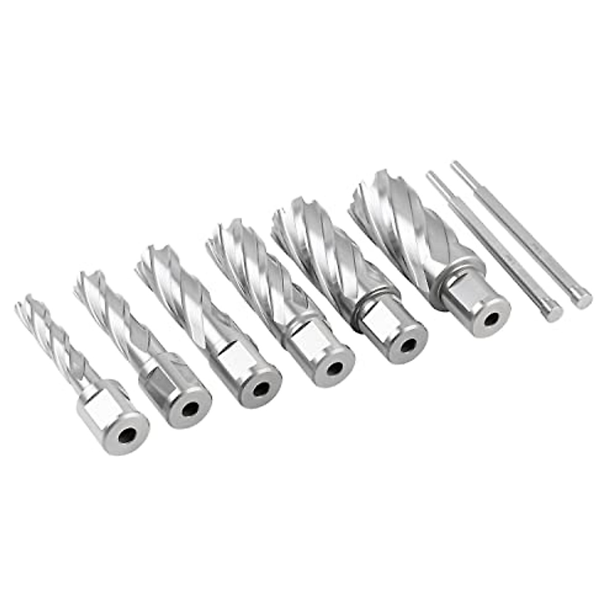 Accusize Industrial Tools Hss Annular Cutter Set, 2'' Cutting Depth, 7/16'' to 1-1/16'' Slugger Cutter, 8 Pcs/Set, HSS2-0000