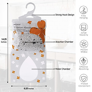 RECYCO 10 Packs 240g Moisture Absorbers Packets Fragrance Free Hanging Dehumidifier Bags for Closet, Basements, Bathroom, Bedroom, Kitchen, Cars, Dormitory, Laundry Rooms