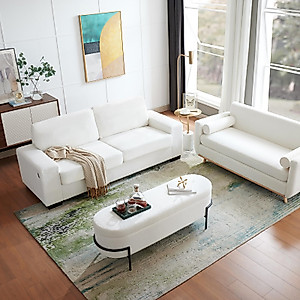 FiveWillowise Comfy Couch, 79-inch Love Seat Couches, Cream Couch, Deep Seat Sofa with Charging Ports and Solid Wood Legs, Cloud Couch Sofa, Small Couches for Living Room Apartment Office, White