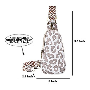 Mzjeaziany Sling Bag for Women Leopard Print Chest Bag Small Crossbody Bag PU Leather Satchel Daypack Shoulder Backpack for Traveling Hiking