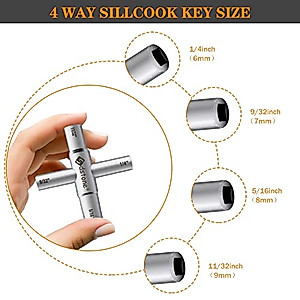 Sdstone Water Key Tool 4 Way Sillcock Key with 4 Wrench Sizes，Sillcock Water Key Fits Sillcock, Stopcock and Valves, Spigot handle replacement,2 Pack