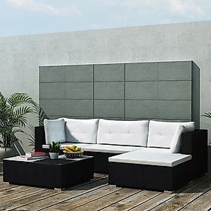 5 Piece Patio Lounge Set with Cushions Poly Rattan,Afternoon Tea Suit,Patio Bar Set,Pool Sofa Set,Lounge Seat,Garden Furniture,Entertainment Sofa Set,for Porch, Lawn, Garden, Backyard, Pool,Black