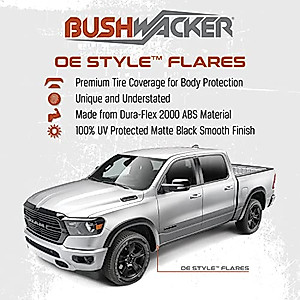 Bushwacker OE Style Factory Front Fender Flares | 2-Piece Set, Black, Smooth Finish | 40081-02 | Fits 2007-2013 GMC Sierra 1500; 2007-2014 Sierra 2500 HD