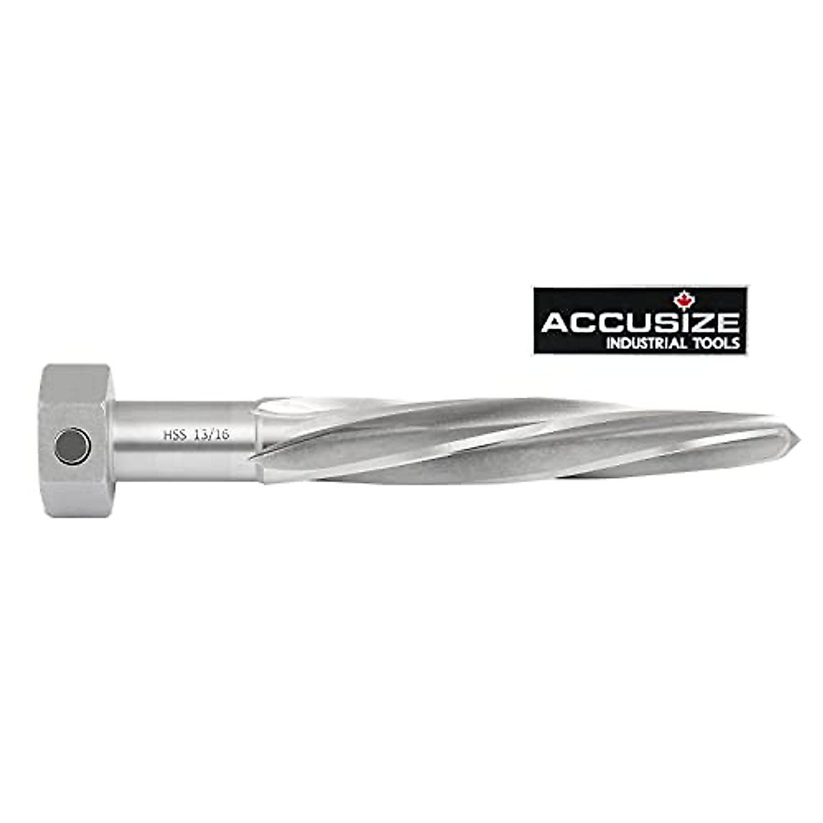 Accusize Industrial Tools 13/16 inch Bridge Reamer, Magnetic Hex Shank, Hss Spiral Flutes Aligning Reamers, Car Reamers, 1523-8035