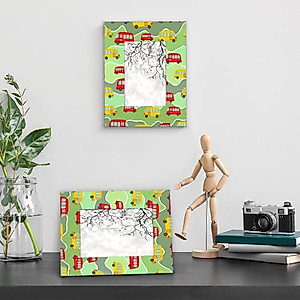 Red Yellow Bus Car 4x6 Picture Frame, Cartoon Wooden Photo Frames for Tabletop and Wall Display, Picture Frame Home Office Decor