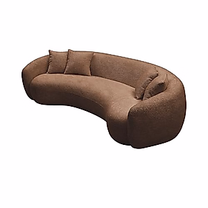 ERYE 5 Seats Teddy Fleece Boucle Freestanding Sofa Modern Half-Moon Comfy Leisure Couch with 4 Perfectly-Scaled Pillows, Oversized Sleek Curved Sofa&Couch for Home Office Apartment Living Room