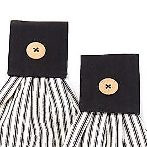 Hanging Kitchen Towels - Black Ticking Stripe - Sets of 2