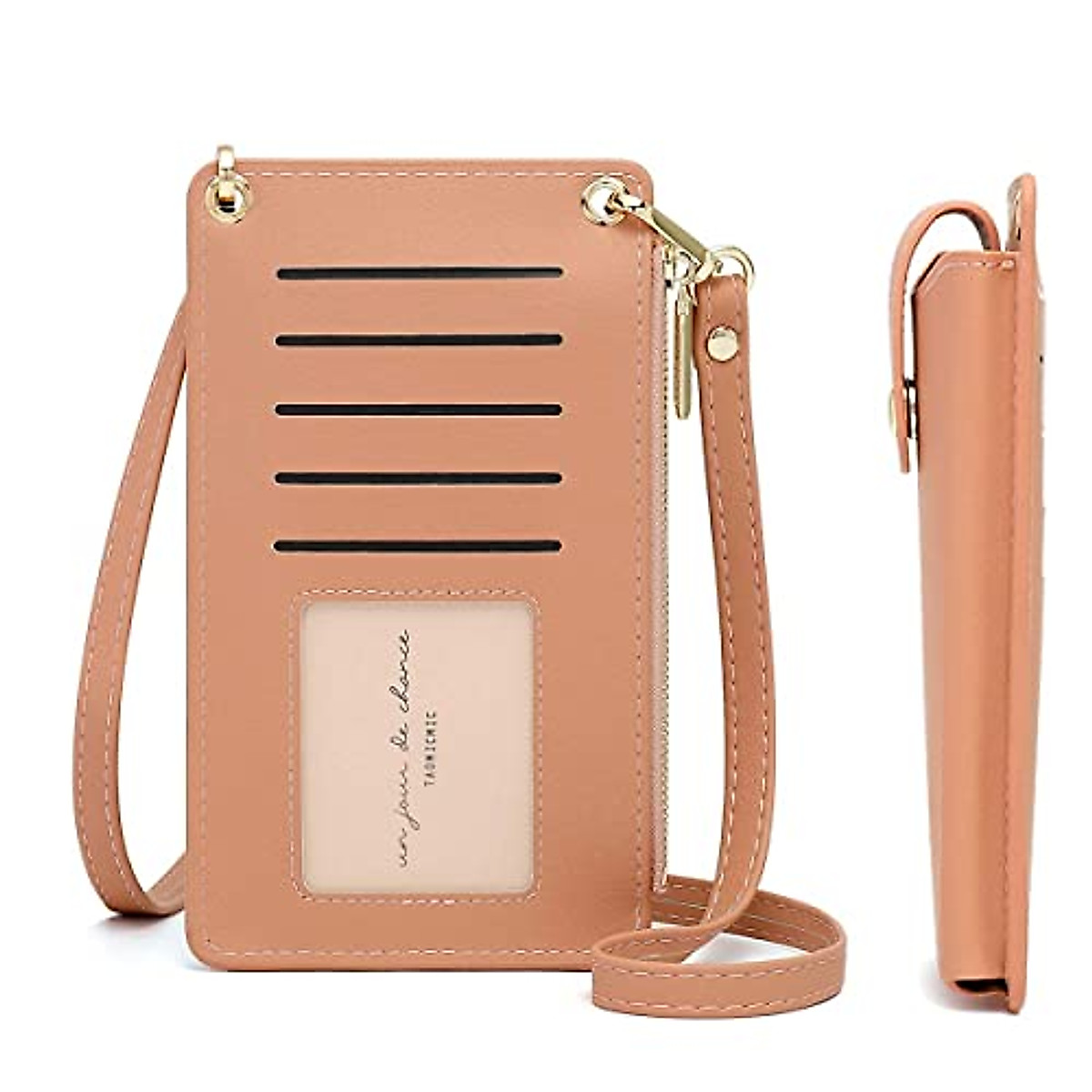Womens Cellphone Crossbody Bag Small Light Leather Shoulder Purse Handbag Card Wallet Lanyard Case Girls Satchel Pouch (pink)
