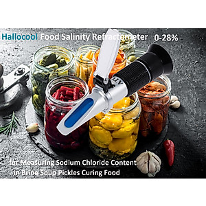 Salinity Refractometer 0~28% for Measuring Sodium Chloride Content in Brine, Seawater and Industry, Nacl Refractometer Salinometer Brine Refractometer for Pickles Curing Foods Making