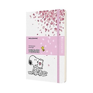 Moleskine Limited Edition Peanuts Sakura Notebook, Hard Cover, Large (5" x 8.25"), Ruled/Lined, Graphic 1, 240 Pages