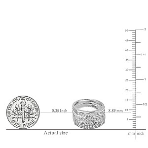 Dazzlingrock Collection 0.48 Carat Round White Diamond Cluster Trio Ring Set in 925 Sterling Silver, Women Size 7 & Men Size 10