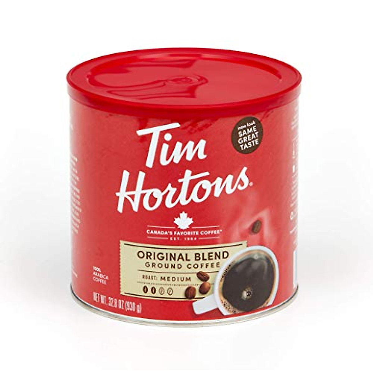 Tim Hortons Original Blend, Medium Roast Ground Coffee, Canada’s Favorite Coffee, Made with 100% Arabica Beans, 32.8 Ounce Canister