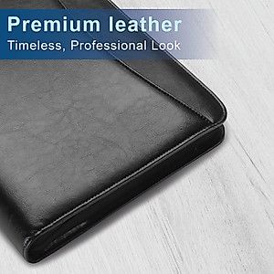 Travigo 3-Ring Zipper Business Leather Portfolio Folder| 1.25" 3-Ring Binder Professional Business Folder Resume Document Organizer|Exterior Pocket | Guesseted File Pocket| 8-1-2" Writing Pad (Black)