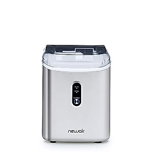 Newair Nugget Countertop Ice Maker Machine | 26 lbs. | Sonic Ice Maker in Stainless Steel, Self-Cleaning Function, Refillable Water Tank, Perfect Canes Ice for Kitchens, Offices, Home Coffee Bars