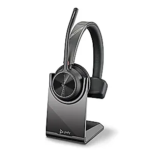 Poly - Voyager 4310 UC Wireless Headset + Charge Stand (Plantronics) - Single-Ear Headset- Connect to PC/Mac via USB-A Bluetooth Adapter, Cell Phone via Bluetooth-Works w/ Teams (Certified), Zoom&More