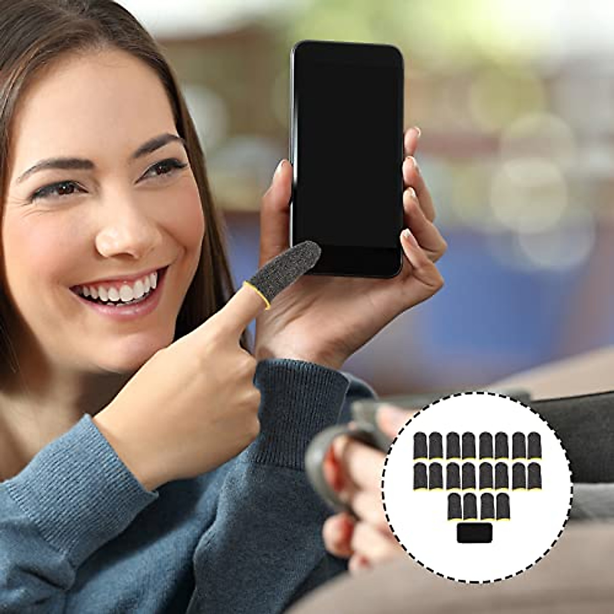 Gaming Finger Sleeve Grip Gloves Thumb Protector Game Sweat- Resistant Finger Mobile Phone s Finger Covers High Sensitivity Screen Finger Sleeves Thumb Protector Game Finger Sleeve