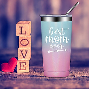 Fufandi Mom Gifts, Best Mom Ever - Christmas Birthday Gifts for Mom from Daughter, Son, Husband - Mothers Day Gifts for Mom, Mama, Mommy, Wife - Mom Tumbler Cup