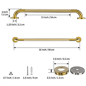 Brushed Nickel Shower Grab Bar w/Anti-Slip Knurled Grip 36 Inch, Zepolu Stainless Steel Bathroom Grab Bars, Safety Bar Balanced Handrail, Handicap Injury Elderly Senior Assist Support Shower Handle