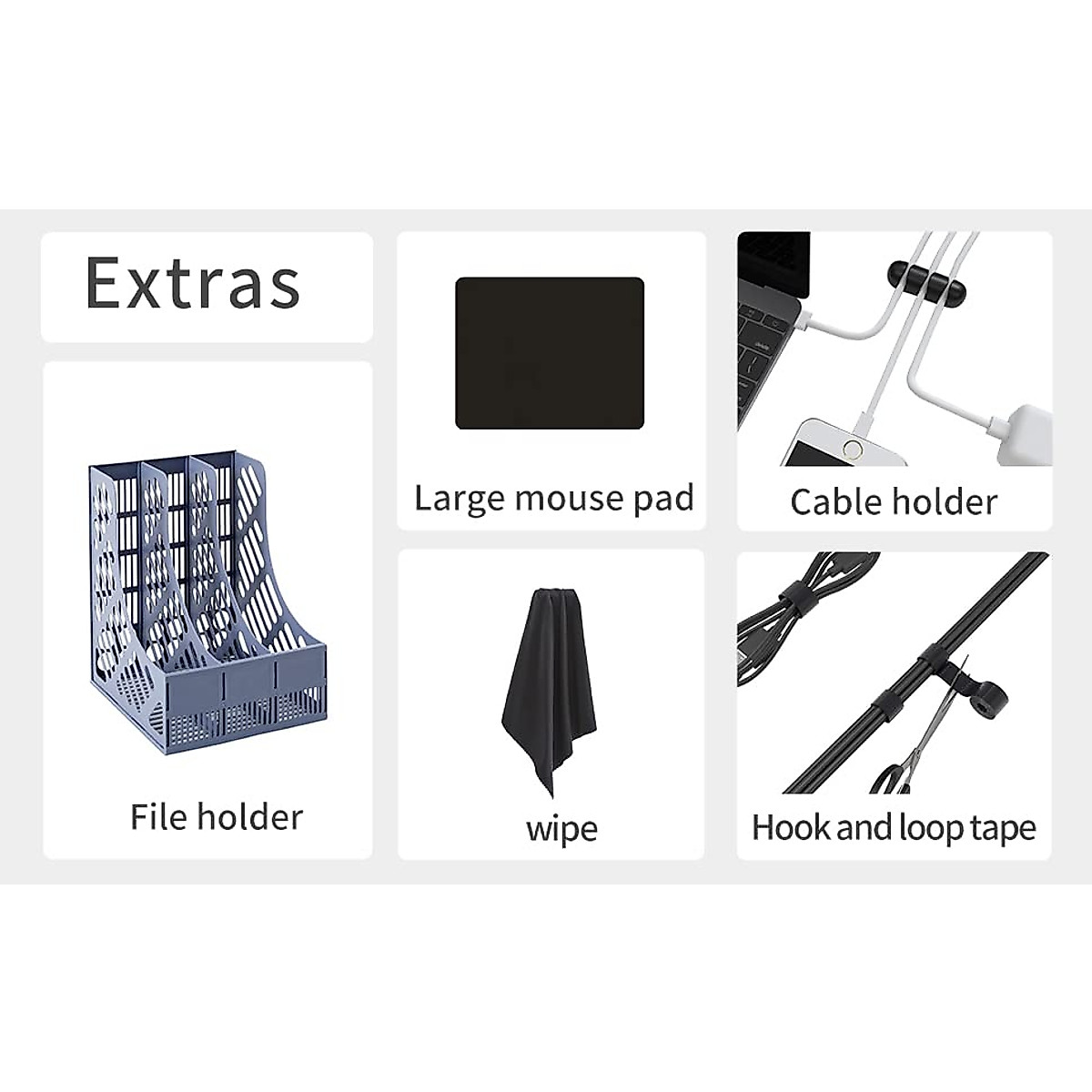 YOLOXO Computer Home Office Desk with Power Strip Outlet, 63 Inch Small Desk Study Writing Table with Storage Shelves, Modern Simple PC Desk, Black/Seablue,Blue