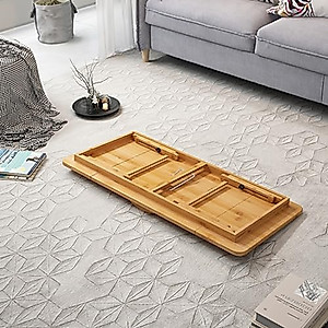 Folding Bamboo Coffee Table, Japanese Tatami Low Table, Portable Bay Window Table, Living Room Tea Table, No Assembly Required (Color : A, Size : 70 * 38 * 25cm)