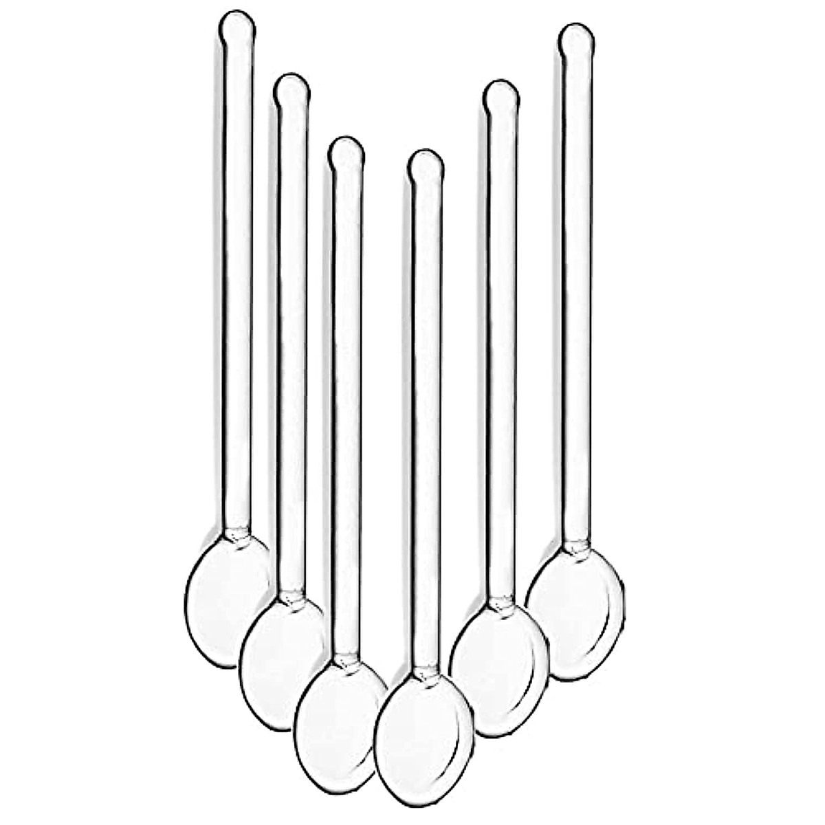 Demitasse Espresso Spoons, Mini Coffee Spoon, 4.33 Inches Glass Small Spoons for Tea, Stirring Rod Mixing Spoon, Set of 6 (clear 2)