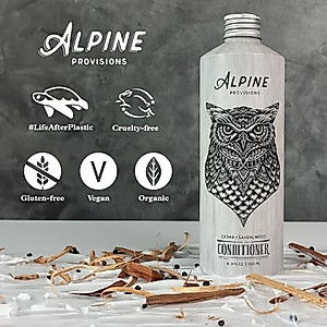 Alpine Provisions Cedar & Sandalwood Conditioner - Naturally Moisturize, Repair, & Strengthen with Essential Oils, Sunflower oil & Aloe Vera, Vegan, Sulfate - Plant-Based Hair Care - 16.9 FL Oz
