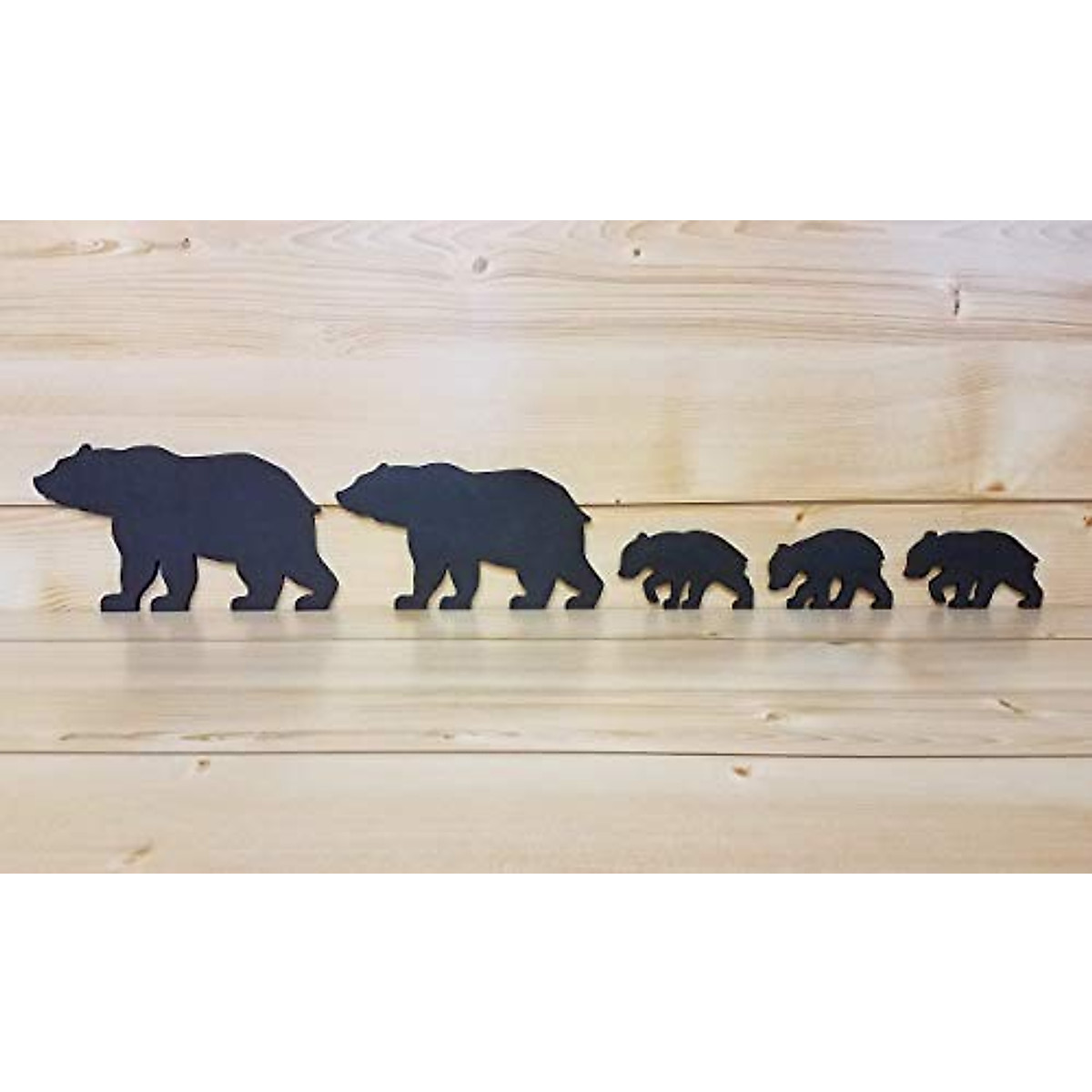 Black Bear Family - Bear Wall Art - Bear Woodwork - Wooden Bear Silhouette - Bear Family Art - Bear Family of 5 - Animal Art