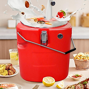 Plieren 5 Gallon Insulated Soup Container Commercial Food Warmer for Hot or Cold Food, 21QT Hot Box for Catering, Food Cooler with 4 Buckles, Handles, Spoon, Soup Carrier for Restaurant, Canteen,Home