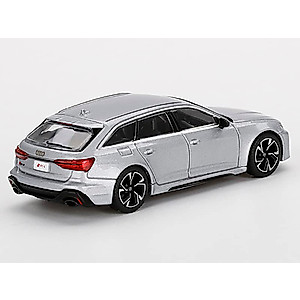 RS 6 Avant Carbon Black Edition Florett Silver Metallic Ltd Ed to 2400 pcs Worldwide 1/64 Diecast Model Car by True Scale Miniatures MGT00372