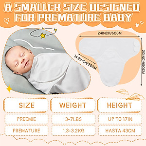 Newwiee 4 Pcs Preemie Baby Swaddle Preemie Swaddle Wrap Adjustable Swaddle Blanket Preemie Size Newborn Cotton Swaddle Blanket for Preemie Boys Girls Sleep