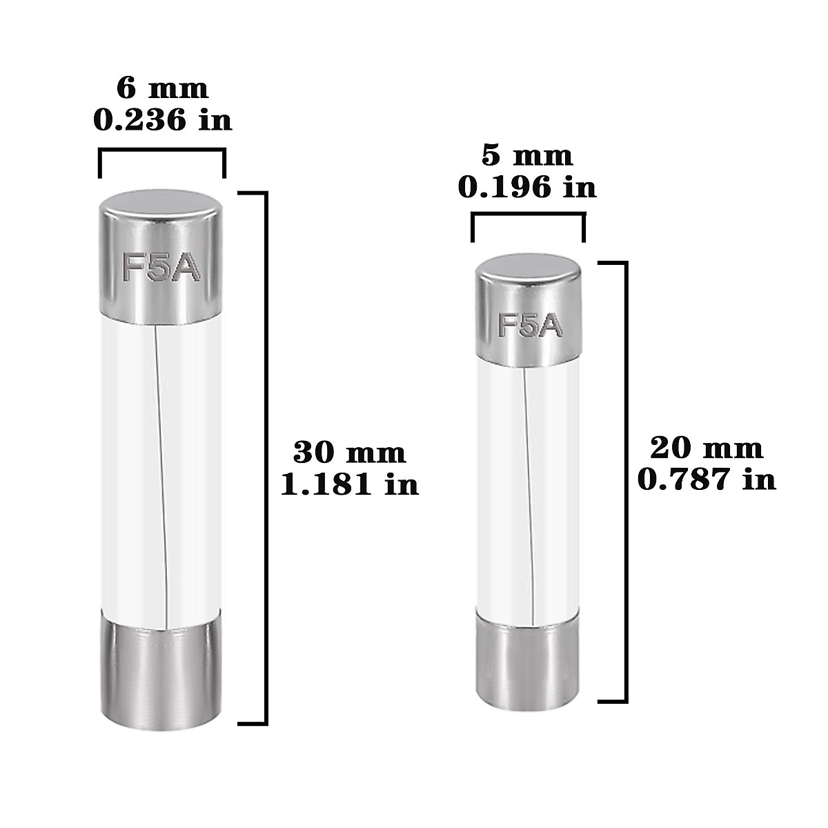 ALLECIN 24 Values 250V Fast Blow Glass Fuses Assortment Kit 0.5A 1A 2A 3A 4A 5A 6A 7A 8A 10A 15A 20A 5X20MM 6X30MM 0.5 1 2 3 4 5 6 7 8 10 15 20 Amp 250 Volt Quick Tube Fuse Set