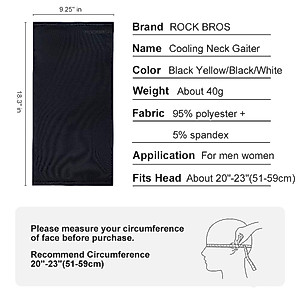 ROCKBROS Cooling Neck Gaiter Face Mask Fishing Scarf Face Cover for Men Women (Black)